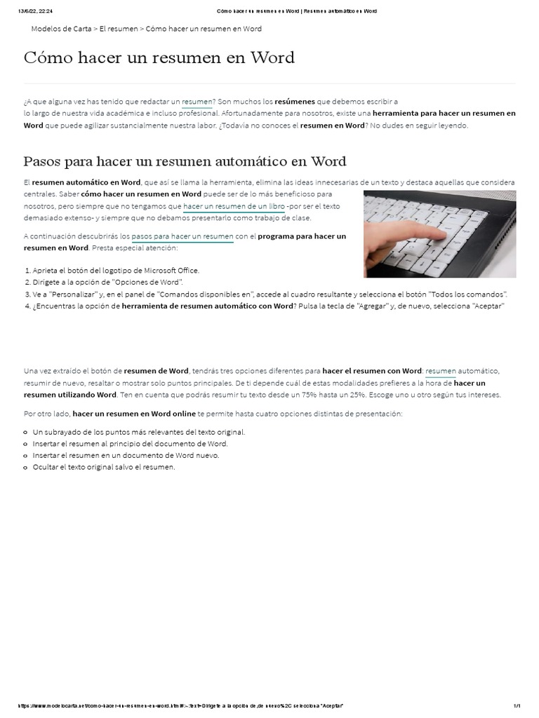 Cómo Hacer Un Resumen en Word - Resumen Automático en Word | PDF