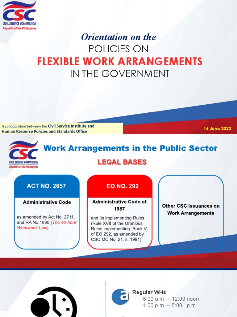 CSC Flexible Work Arrangement Policies | PDF | Overtime | Workweek And ...