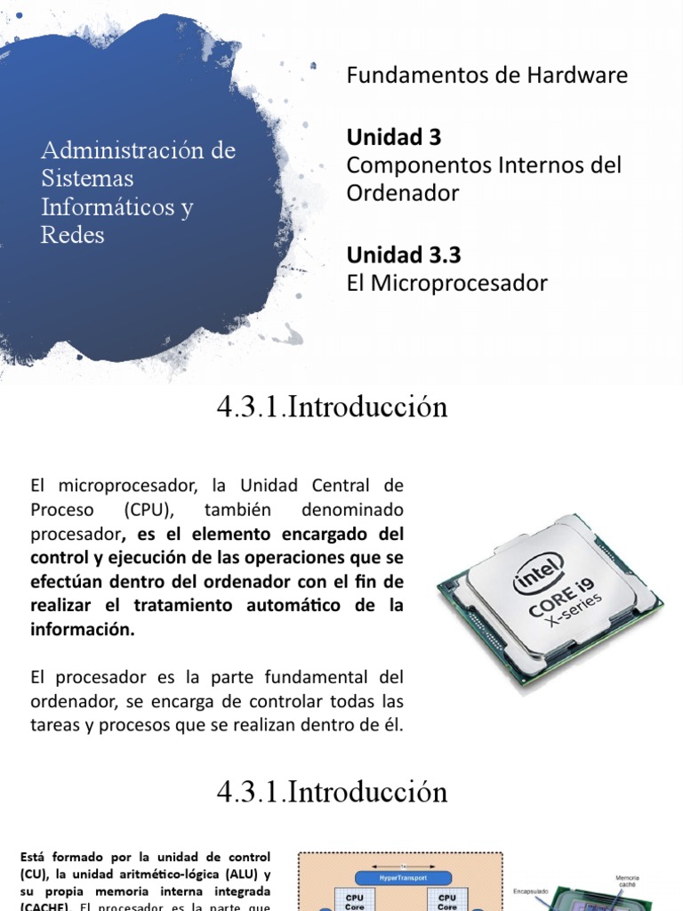 Unidad 3.3. El Microprocesador | PDF | Microprocesador | Caché (Computación)