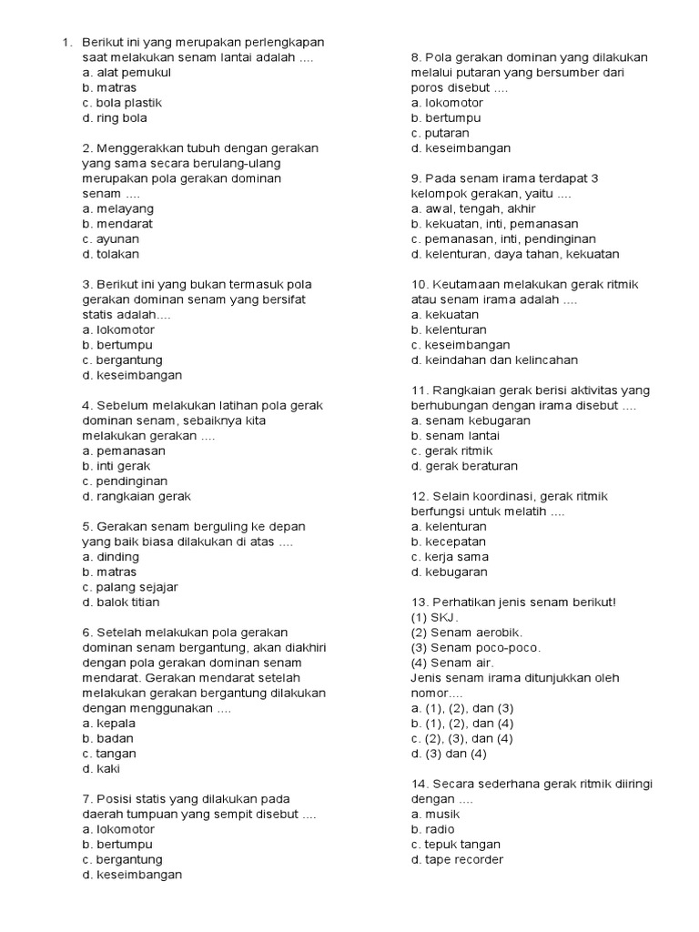 Soal Penjas Kelas 6 | PDF