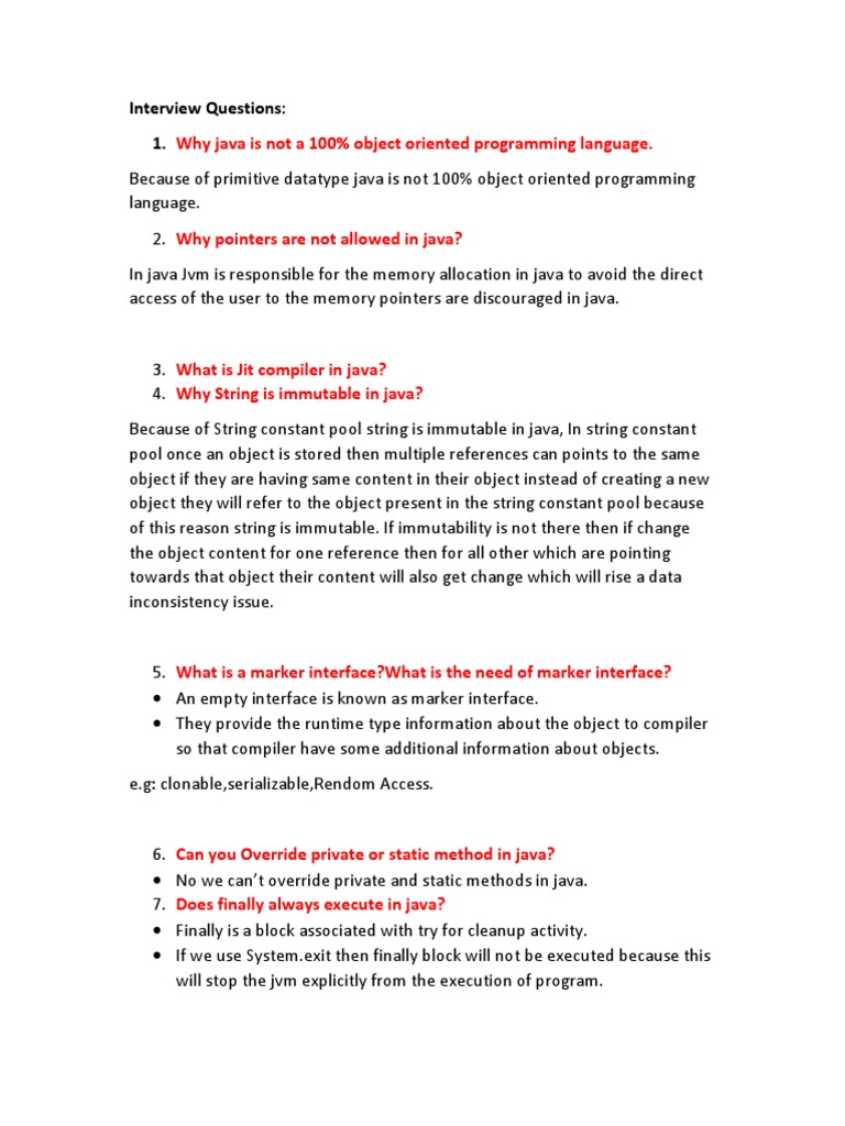 Normal Questions Pdf Java Programming Language Class Computer