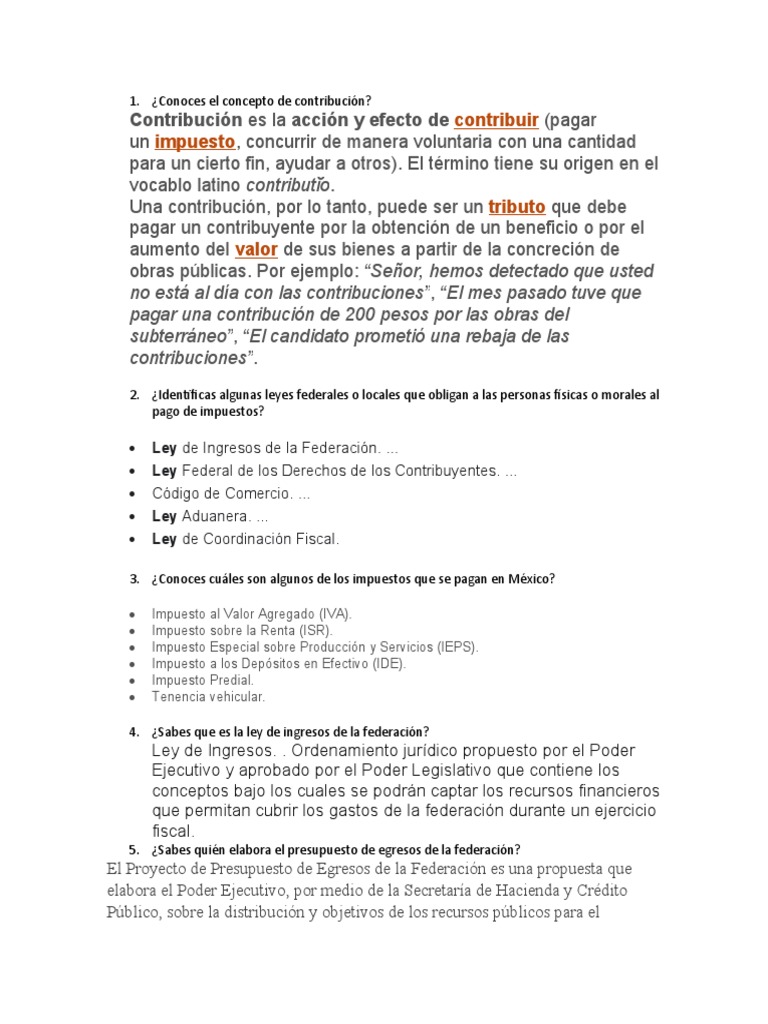 Conoces El Concepto de Contribución | PDF | Impuestos | Presupuesto