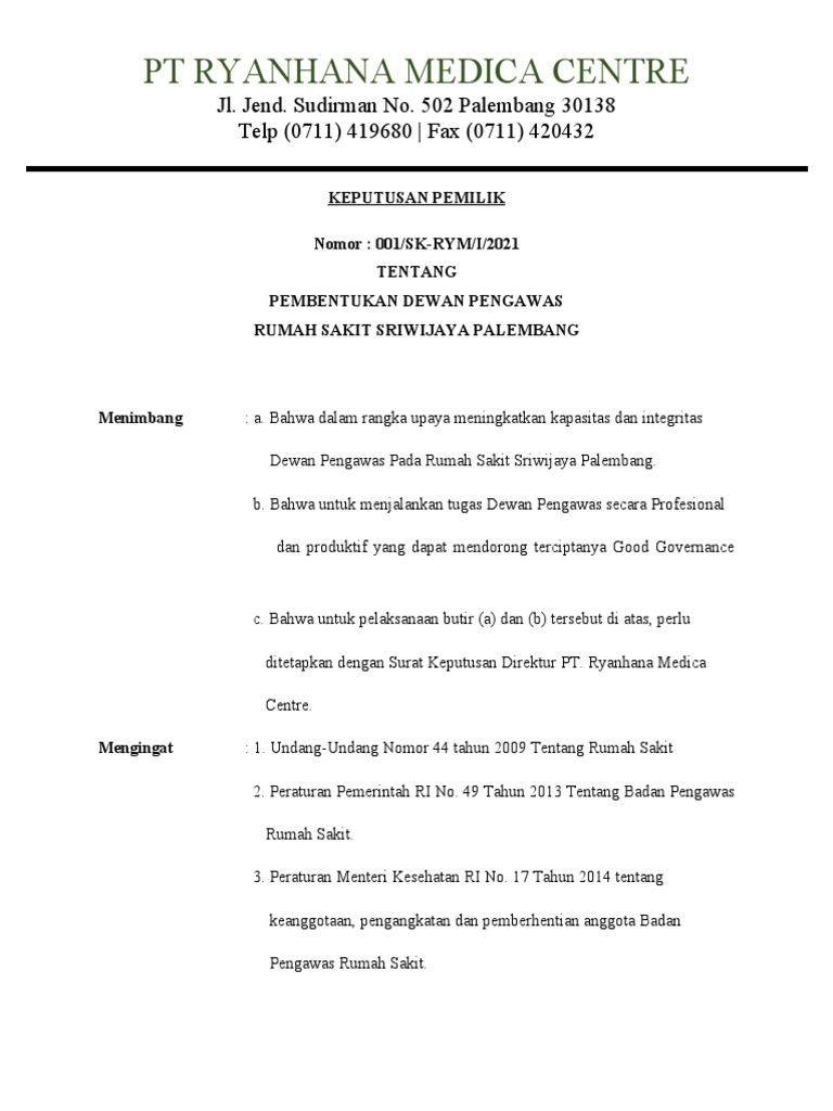 SK Dewan Pengawas Baru | PDF
