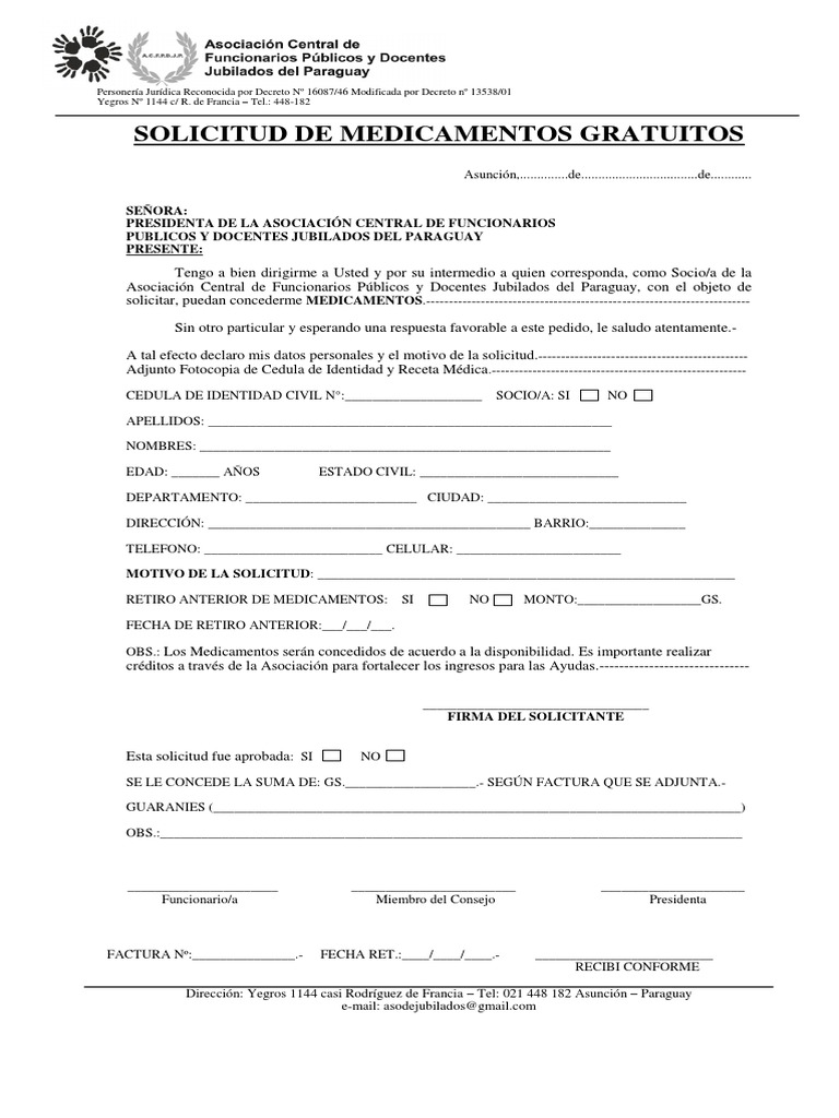 Solicitud de Medicamentos - Nuevo Formato | PDF