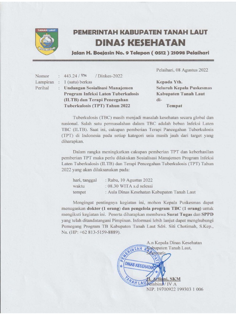 1176 Undangan Sosialisasi ILTB Dan TPT Tahun 2022 | PDF | Sains ...