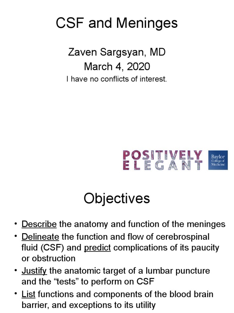 CSF and Meninges | PDF | Cerebrospinal Fluid | Clinical Medicine