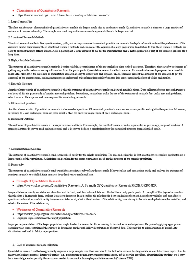 Characteristics of Quantitative Research | PDF | Experiment | Statistics