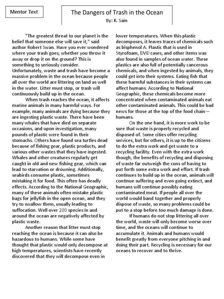 Argumentative Writing Exercise | PDF | Waste | Environmental Science