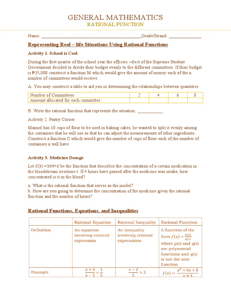 Rational Function | PDF | Asymptote | Function (Mathematics)