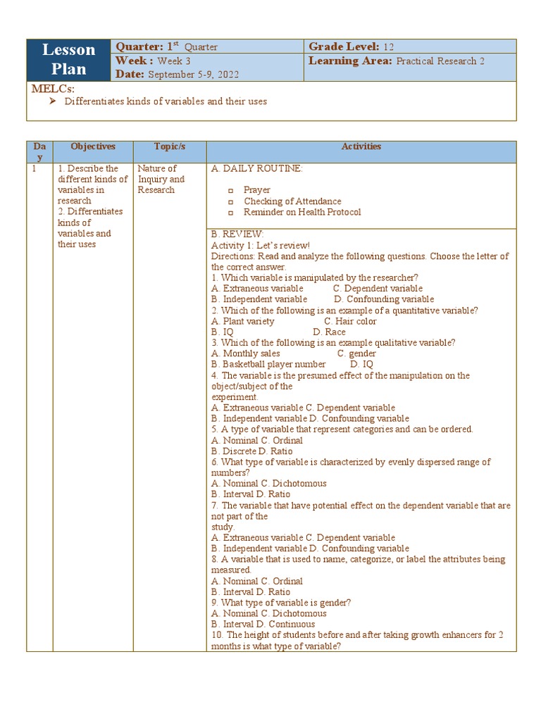 Week 3 | PDF | Dependent And Independent Variables | Quantitative Research