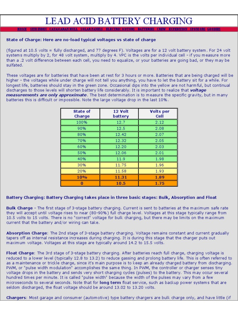 Lead Acid Battery Charging | PDF | Battery Charger | Physical Quantities