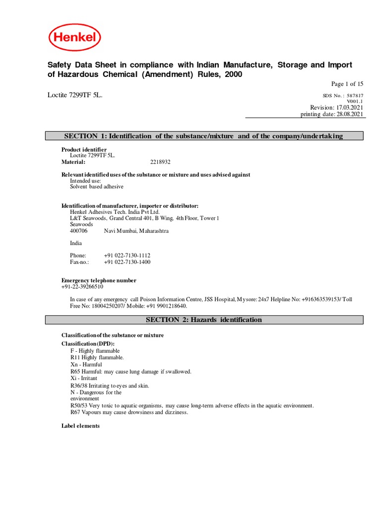 MSDS 2218932 en - IN | Download Free PDF | Firefighting | Toxicity