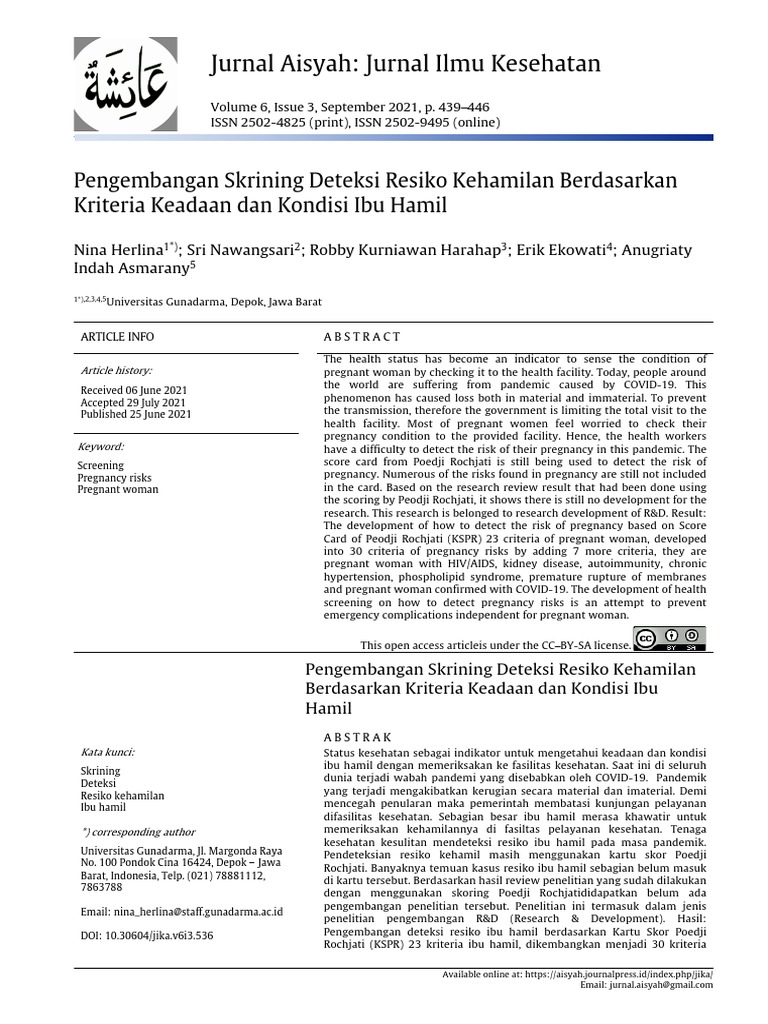 Skrining Risiko Kehamilan Pandemi | PDF | Ilmu Kesehatan | Spesialisasi ...