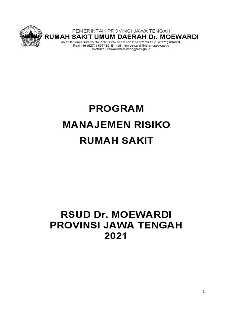 PROGRAM MANAJEMEN RISIKO RS 2021 Edit 2 Maret 2021 | PDF