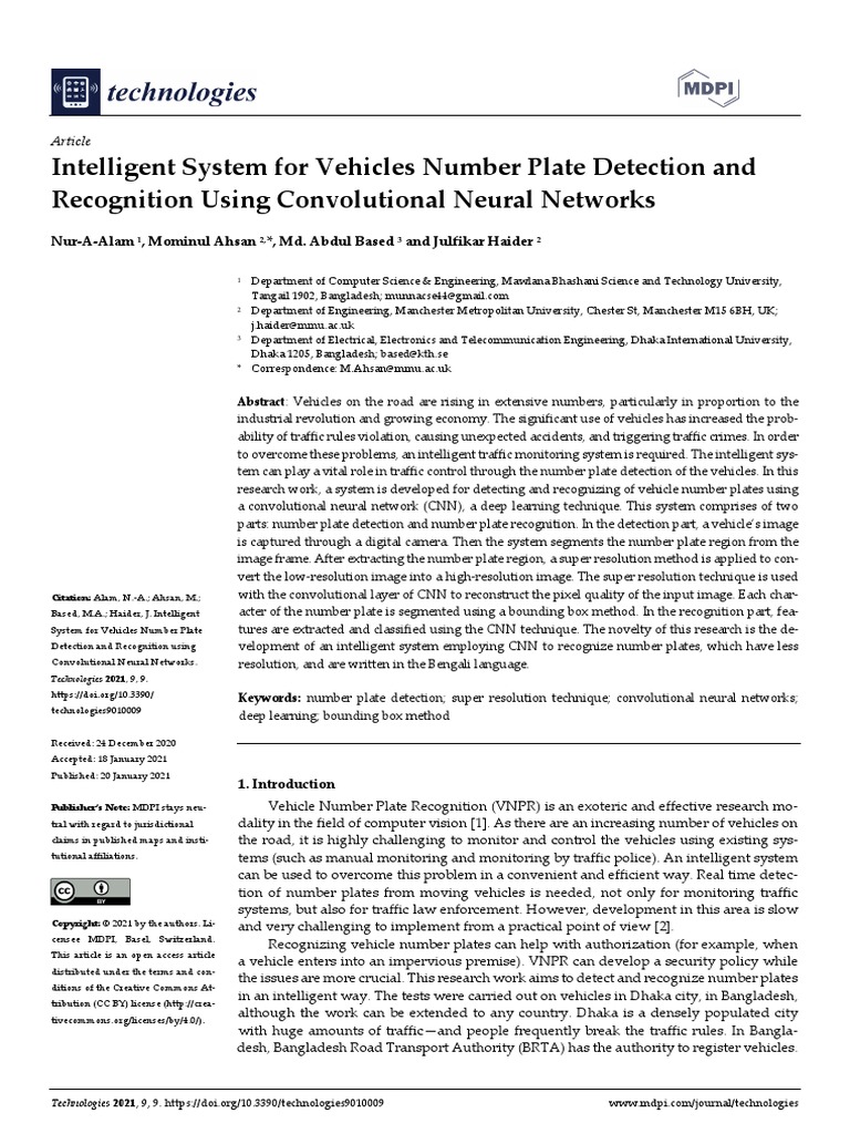 Intelligent System For Vehicles Number Plate Detec Pdf Bangladesh
