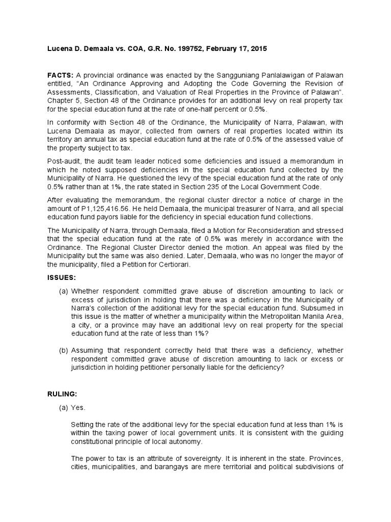Demaala v. COA | PDF | Taxes | Jurisdiction