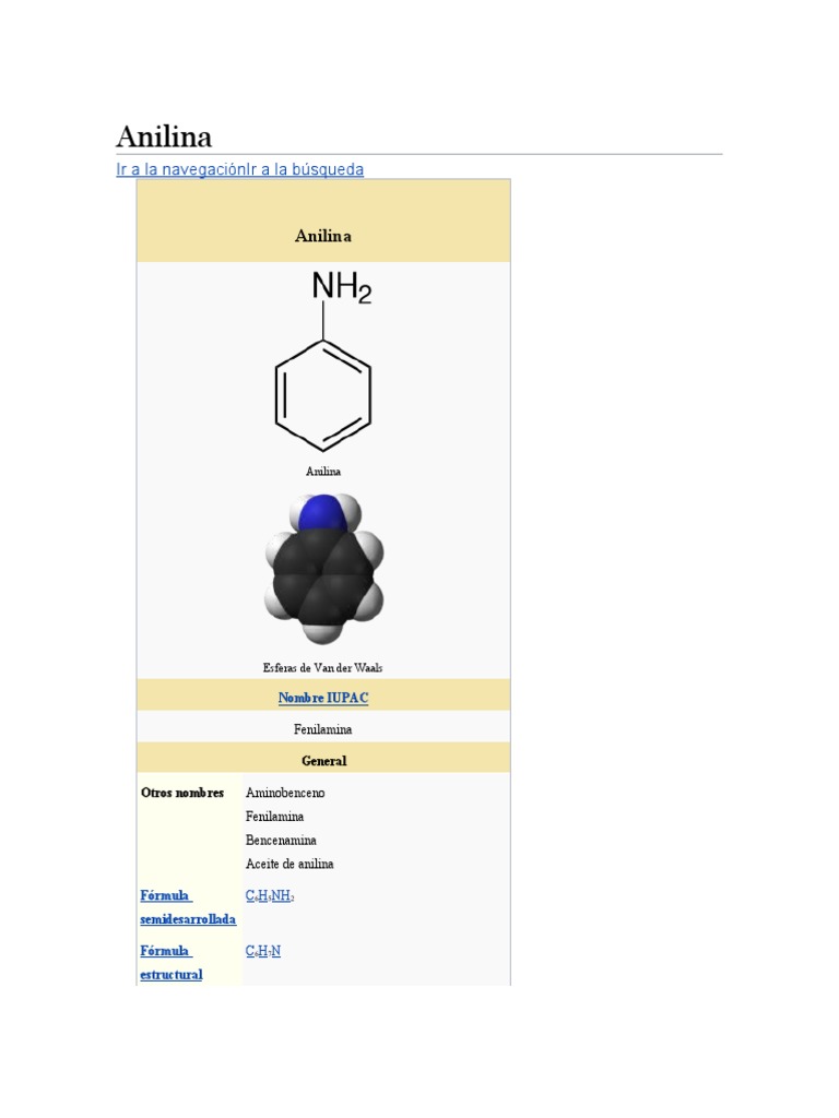 Anilina | PDF | Química | Sustancias químicas