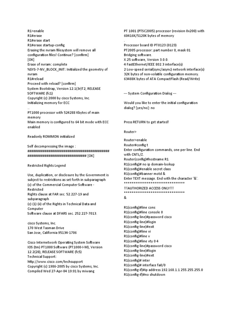 Lab 1 5 2 Basic Router Configuration Pdf Data Transmission Network Layer Protocols
