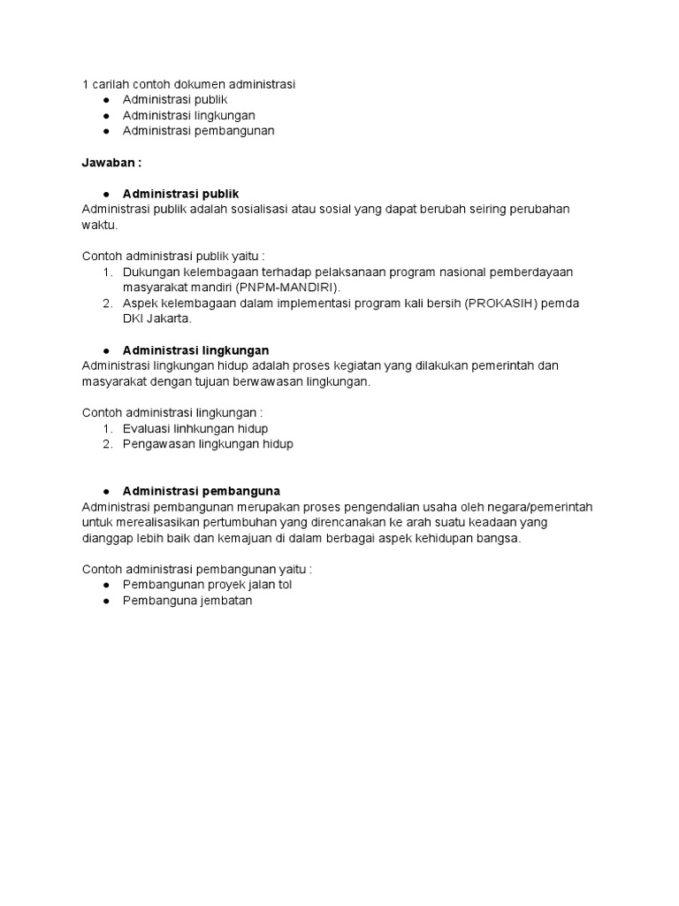 Tugas Contoh Administrasi | PDF