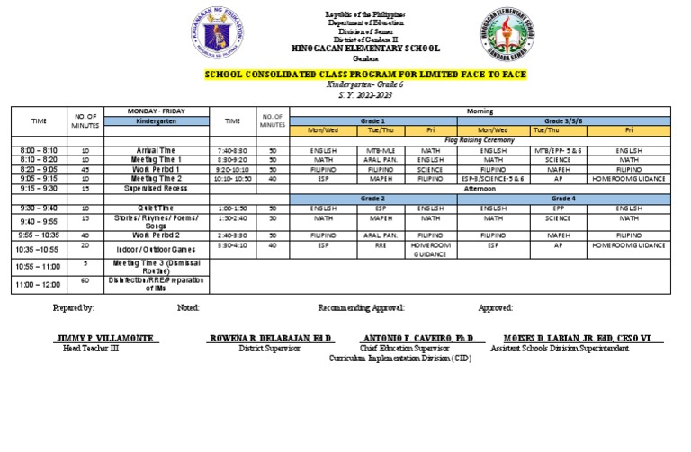 Consolidated Class Program - 2021-2022 | PDF | Schools