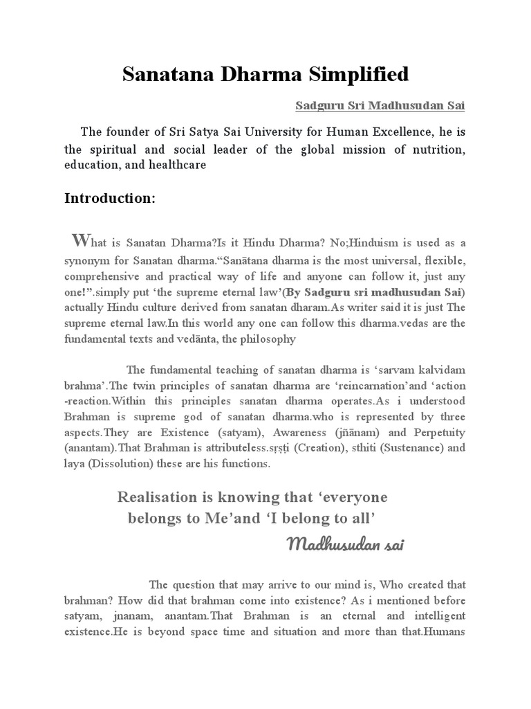 Sanatana Article | PDF | Brahman | Dharma