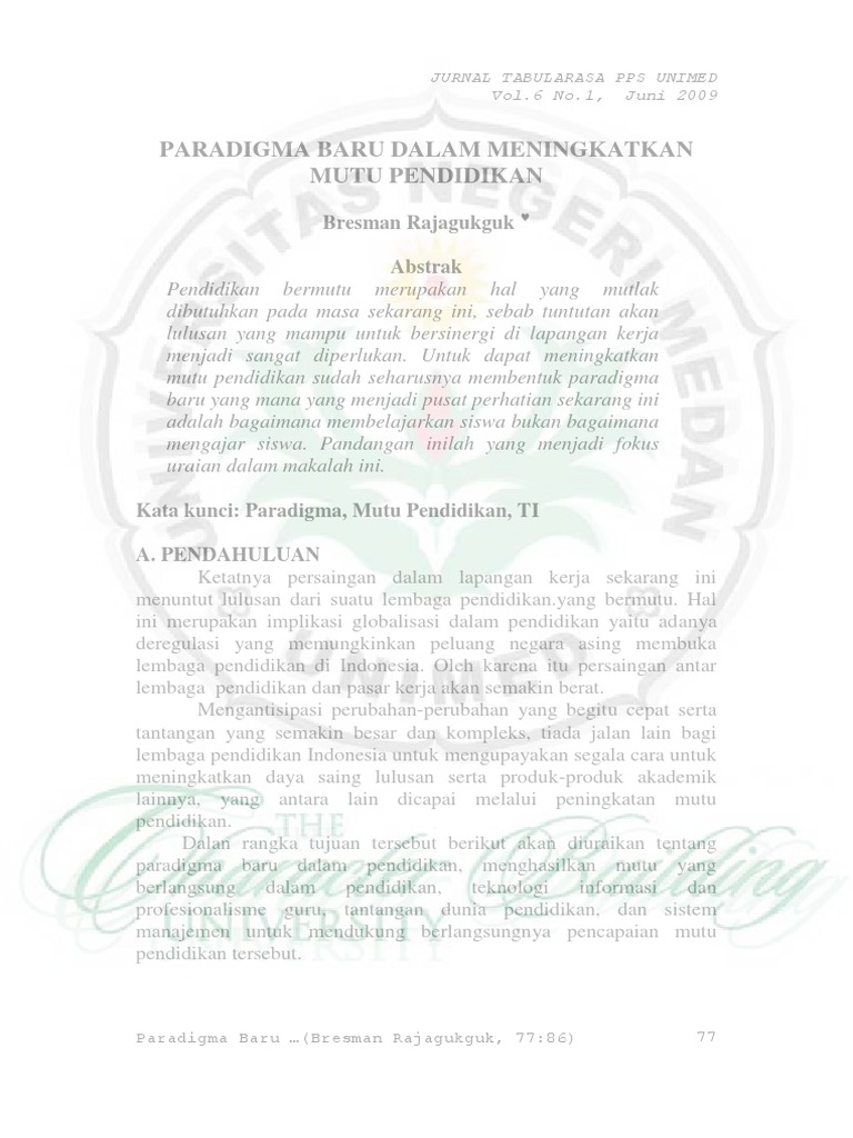 Paradigma Baru Dalam Meningkatkan Mutu Pendidikan | PDF