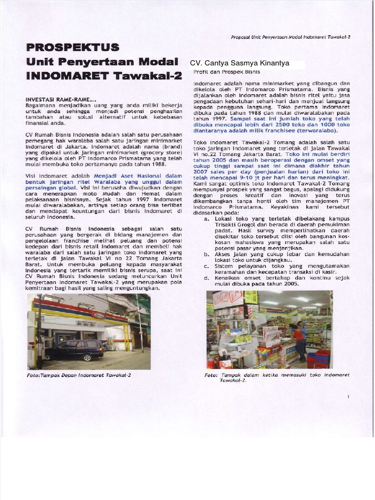 Proposal Bisnis Indomaret | PDF