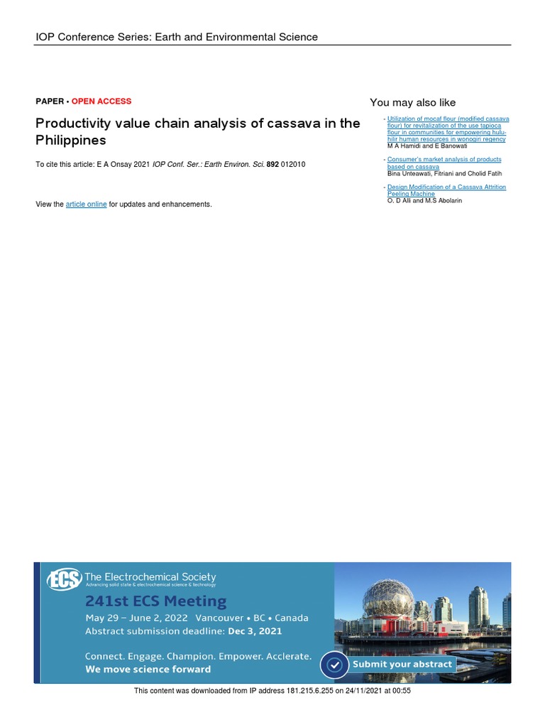 Productivity Value Chain Analysis of Cassava in TH | Download Free PDF | Gross Margin | Sales
