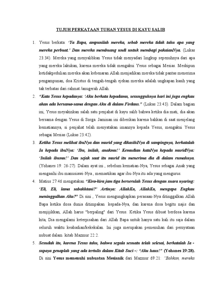 Tujuh Perkataan Tuhan Yesus Di Kayu Salib | PDF