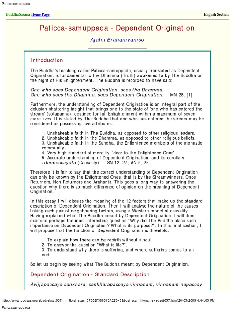 Understanding Paticcasamuppada | PDF
