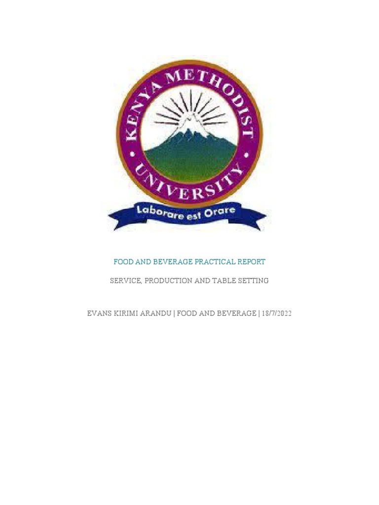 Food and Beverage Practical Report | PDF | Hors D'oeuvre | Hygiene