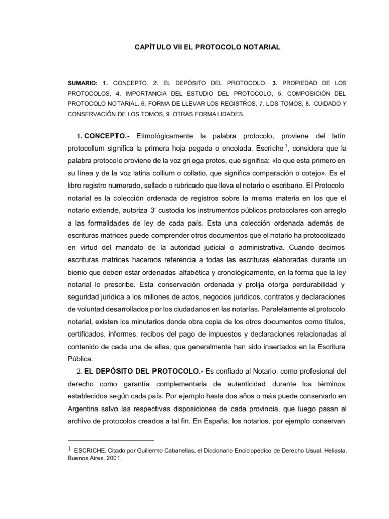 Capítulo Vii El Protocolo Notarial | PDF | Derecho Civil (Common Law ...