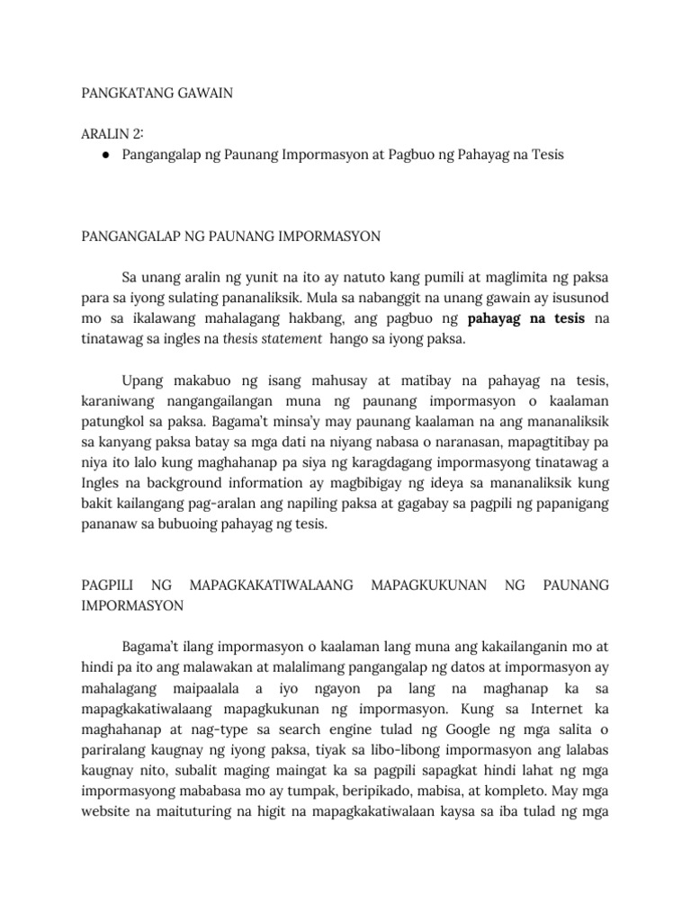 Aralin 2 - Pangkatang Gawain | PDF