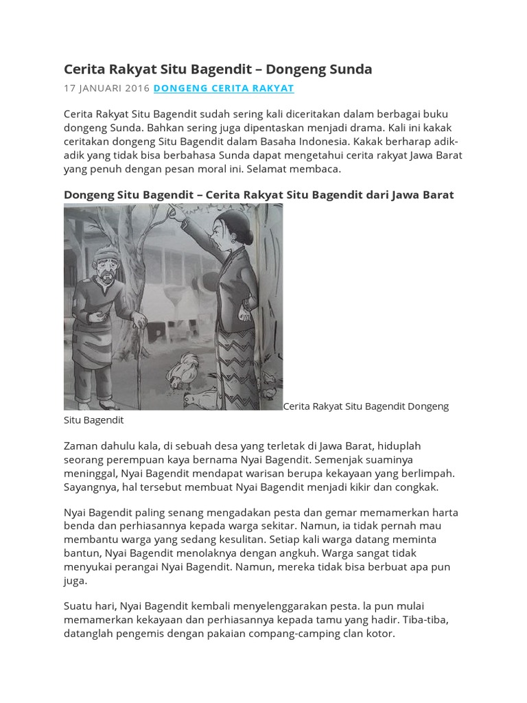 4 Cerita Rakyat Situ Bagendit - Dongeng Sunda | PDF