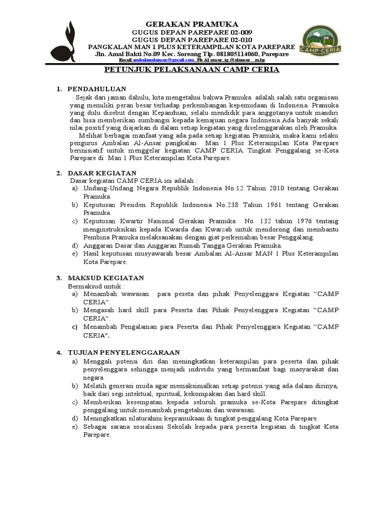 JUKNIS CAMP CERIA Revisi BARU | PDF | Perjalanan