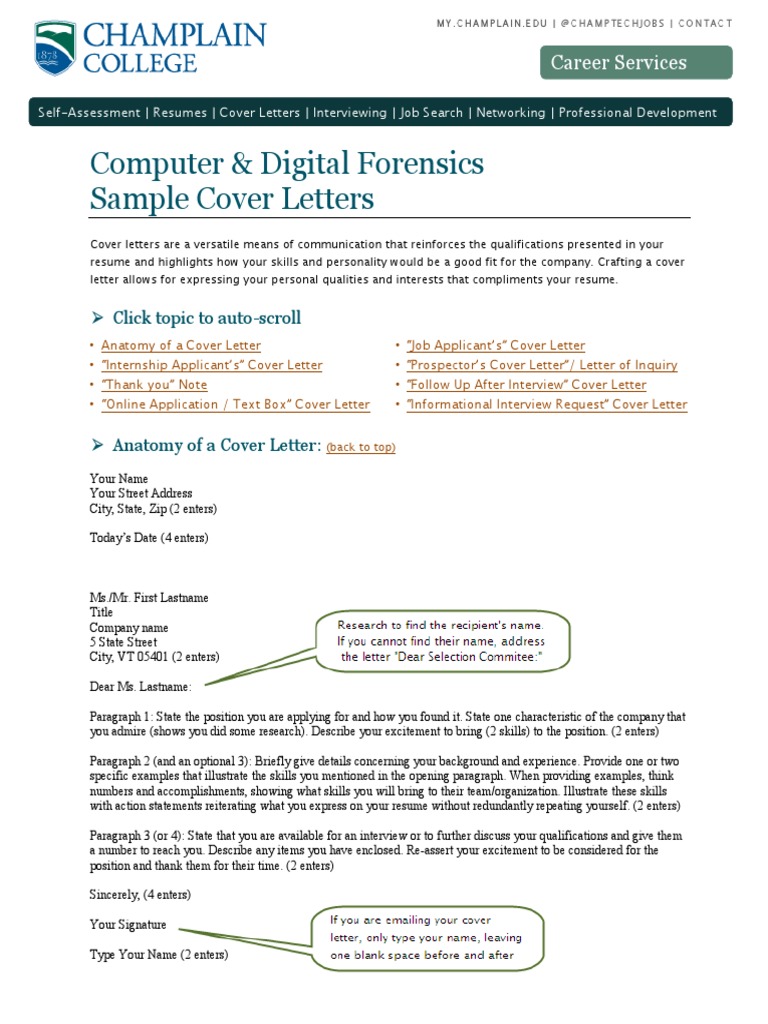 CDF Sample Cover Letters | PDF | Computer Forensics | Digital Forensics