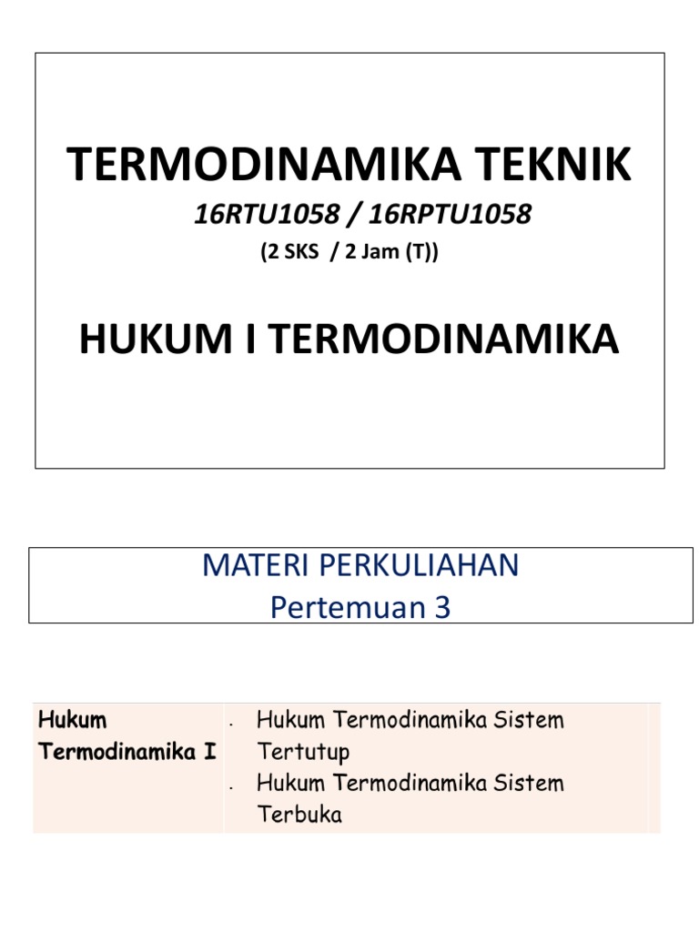 Hukum Termodinamika I | PDF