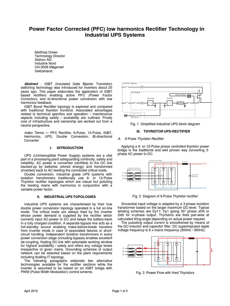 PFC Rectifier Technology in Industrial UPS | PDF | Rectifier | Power ...