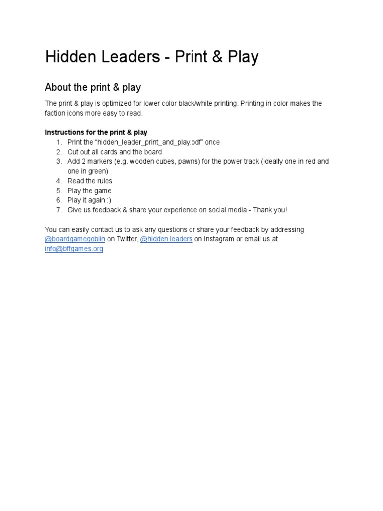 Print & Play Board Game Guide | PDF | Card Games