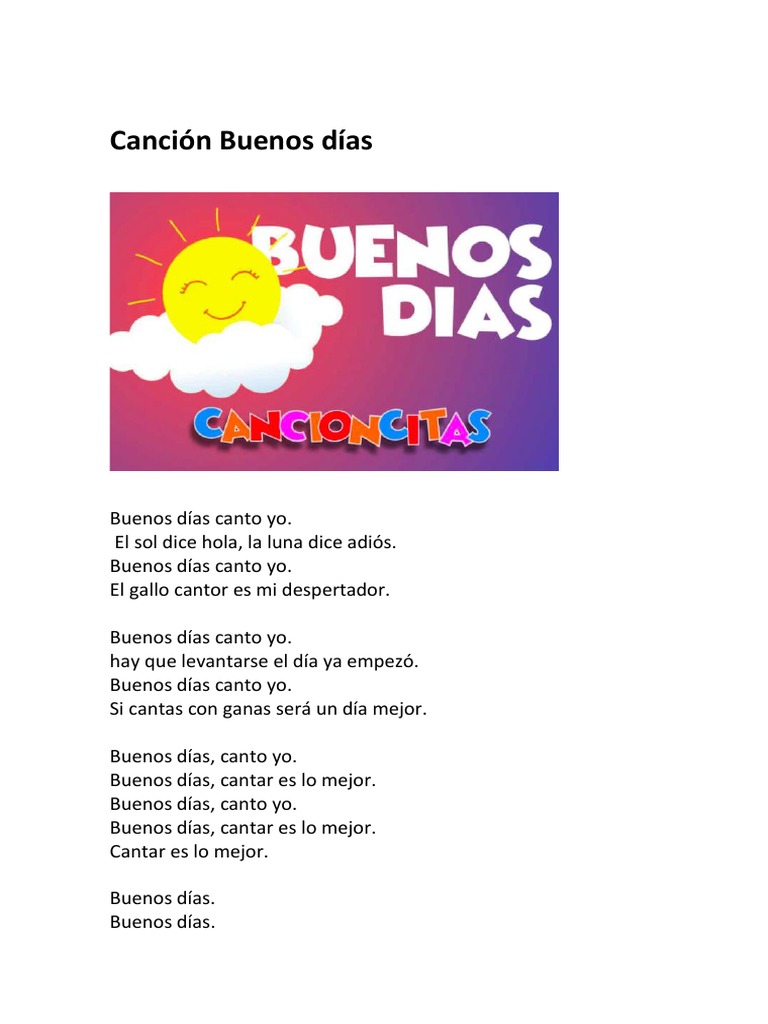 Canción Infantil "Buenos Días" | PDF
