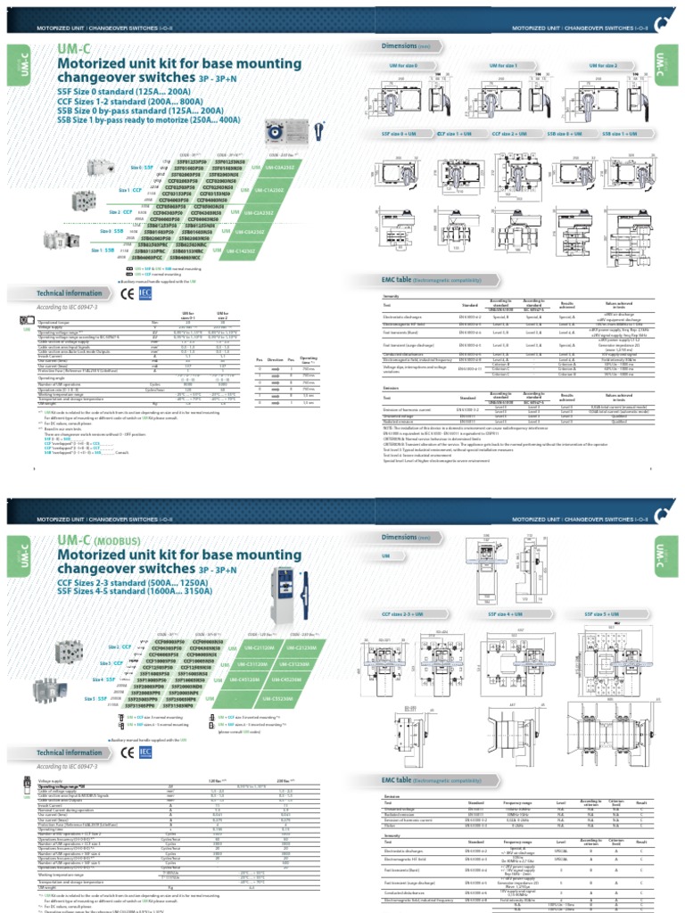 UM C Motorized Changeover Switches 125A - 3150A | PDF | Electromagnetic ...