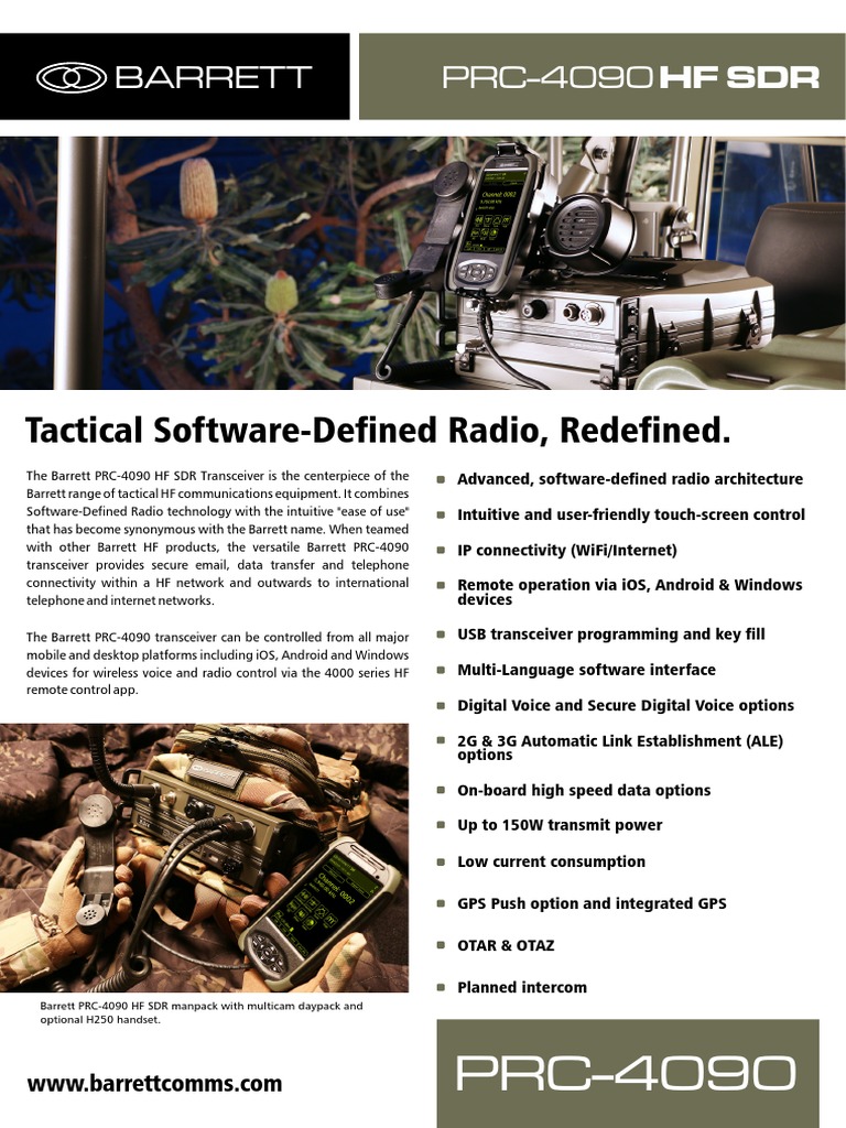 Barrett PRC-4090 HF SDR Transceiver Brochure English | PDF | Software ...