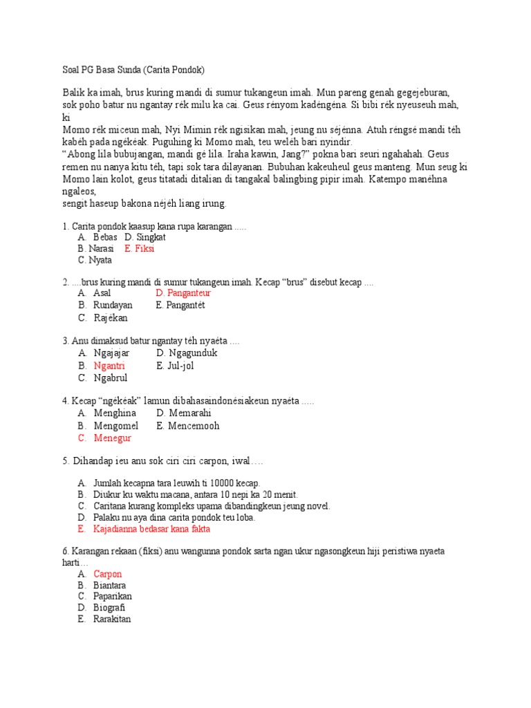 Soal PG Basa Sunda | PDF
