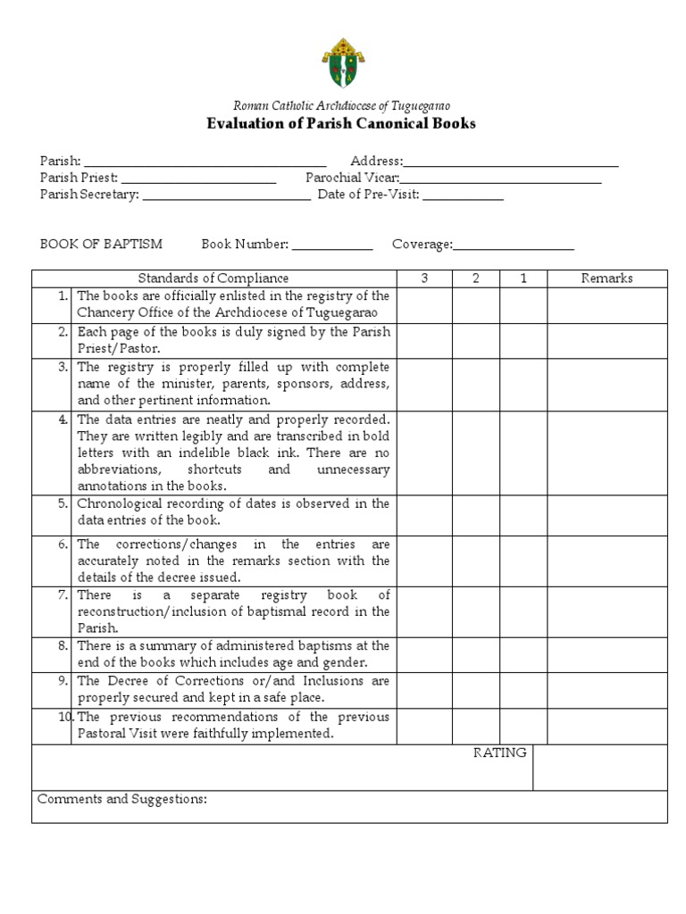 Evaluation For Canonical Books | PDF | Parish | Confirmation