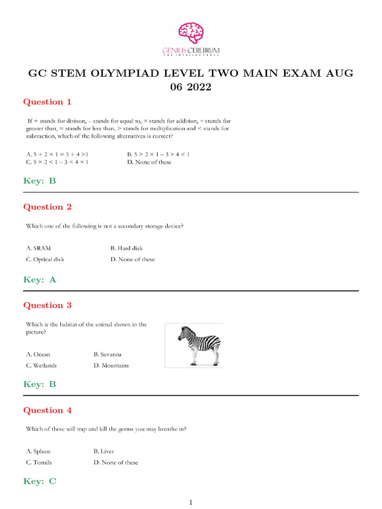 GC STEM Olympiad Class 3 | PDF