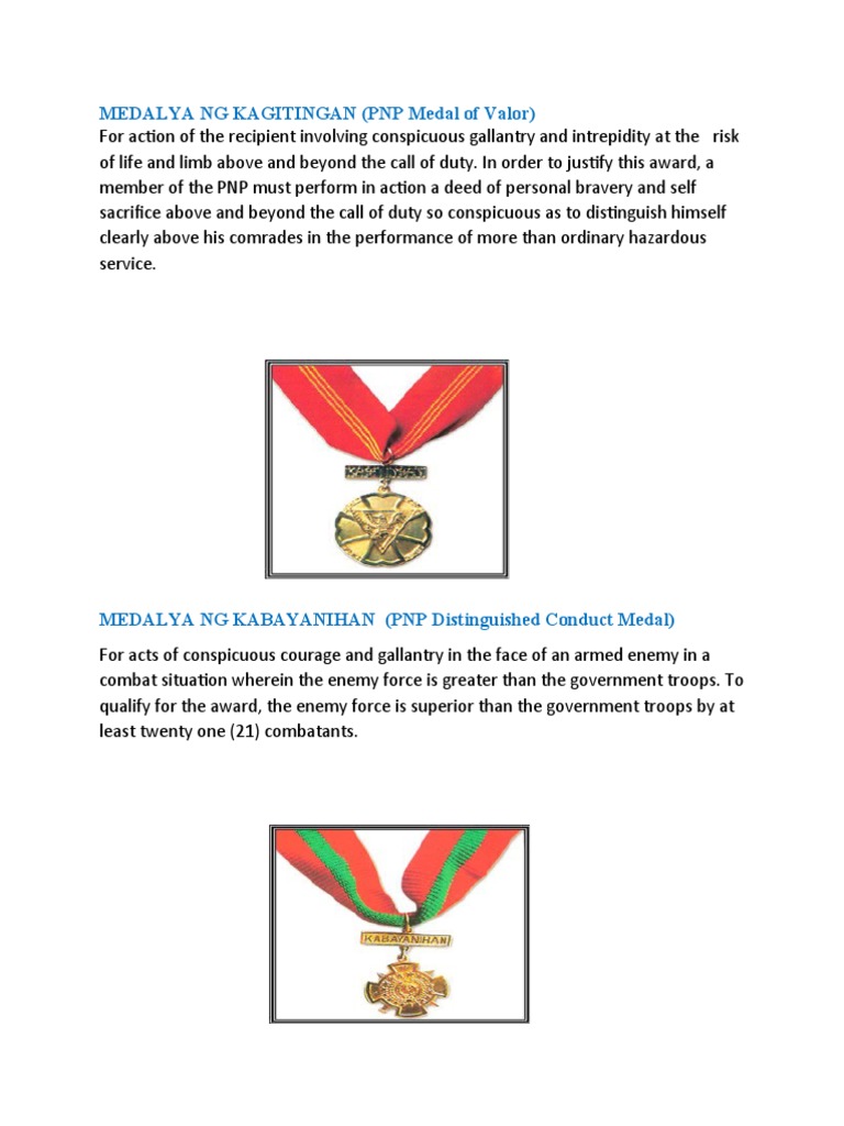 20 Medals of PNP | PDF | Awards | Military