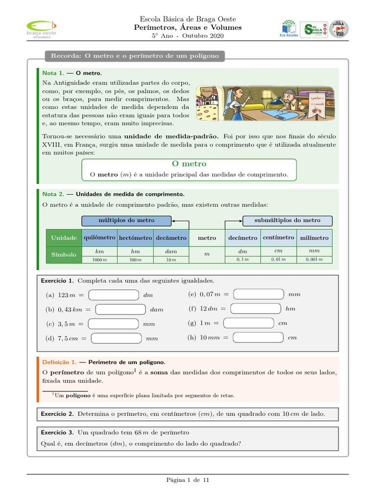 Medidas de comprimento, área e volume | PDF | Litro | Metro