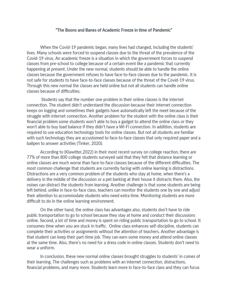 Impact of Academic Freeze on Students | PDF | Educational Technology ...
