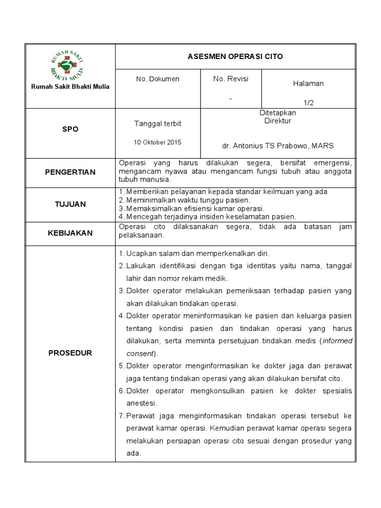 SPO Penandaan Lokasi Operasi | PDF