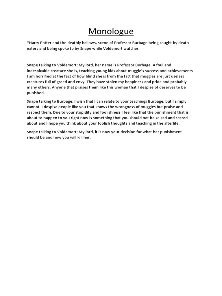 Monologue English | PDF | Philosophy | Mystery, Thriller & Crime Fiction